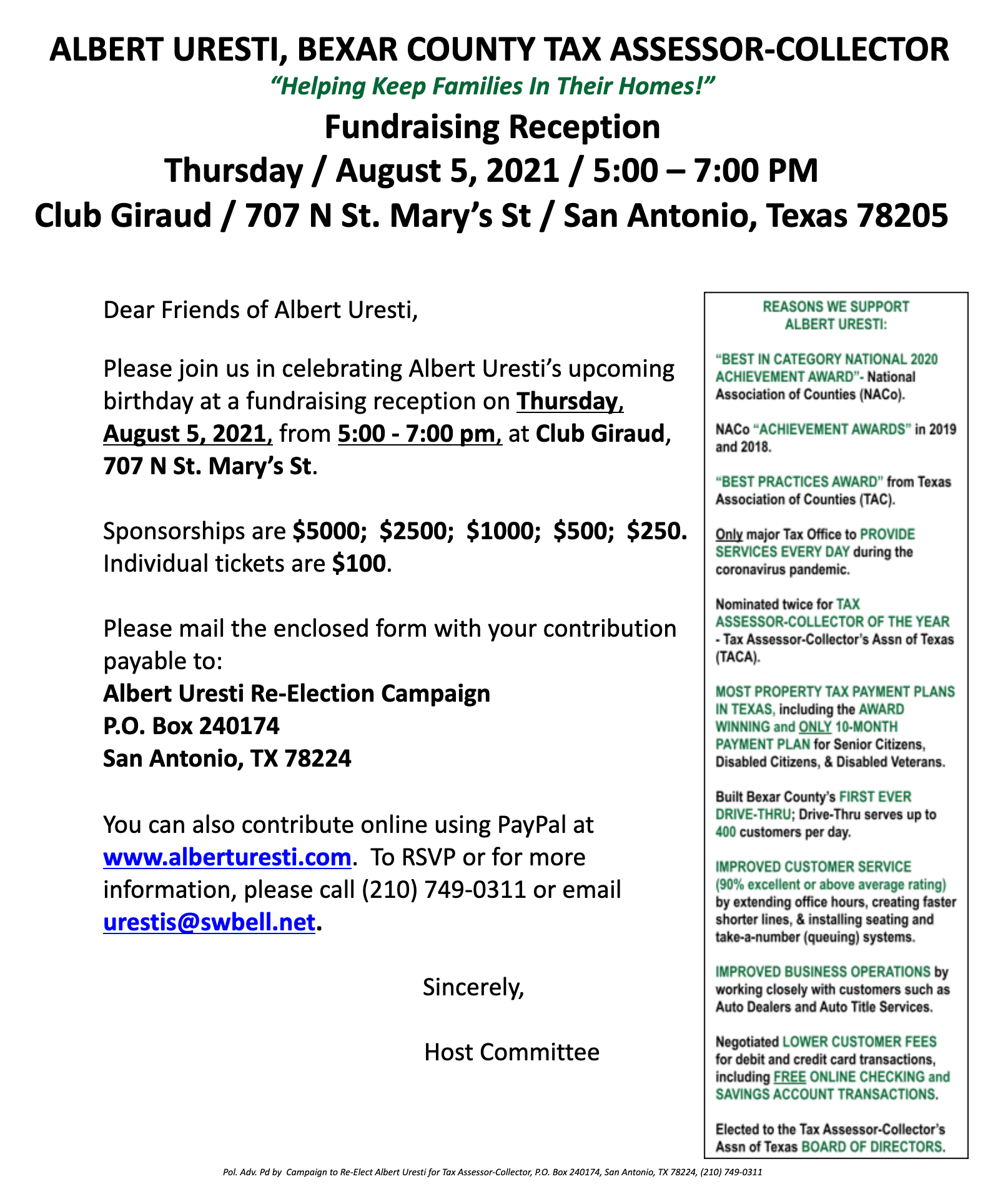 Albert Uresti – Bexar County Tax Assessor Collector